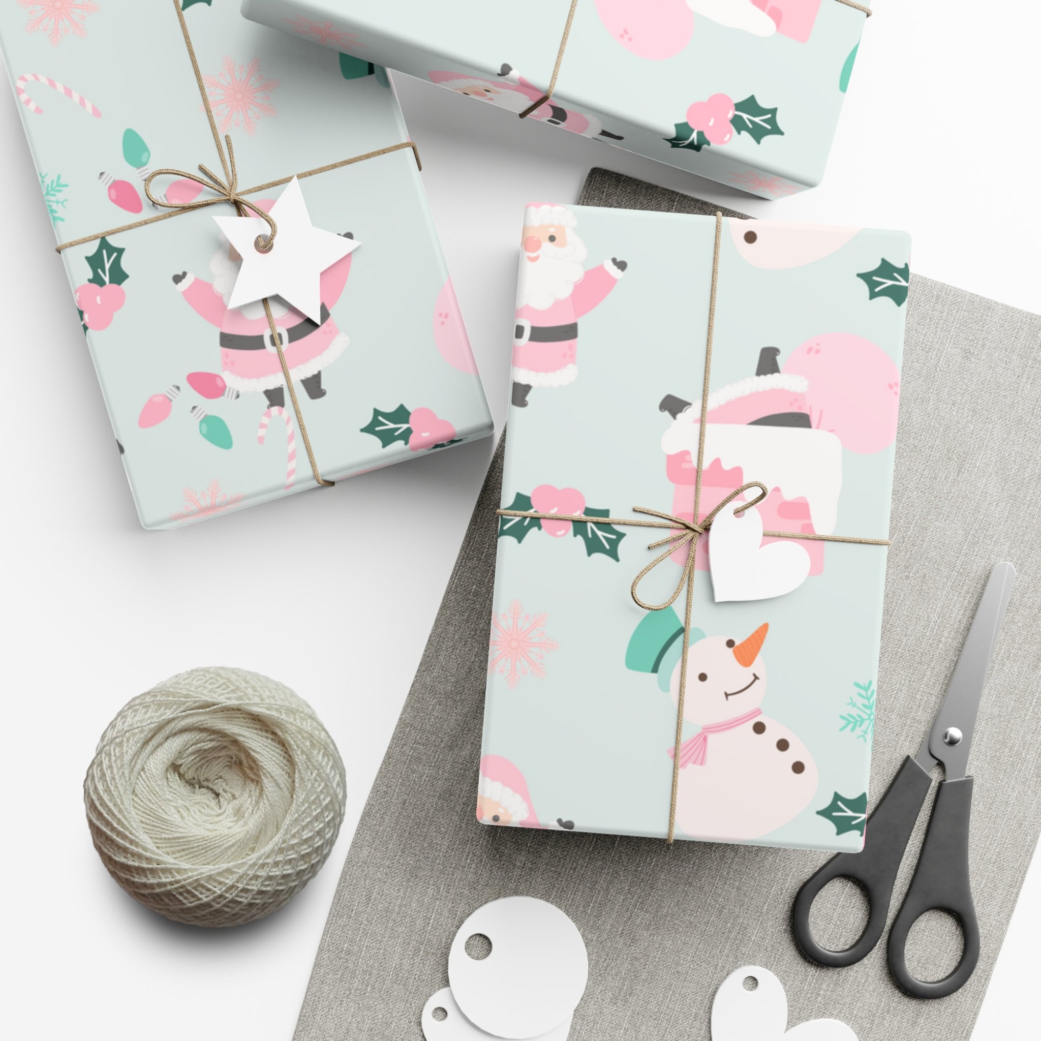Festive Pink Christmas Gift Wrap - Etsy