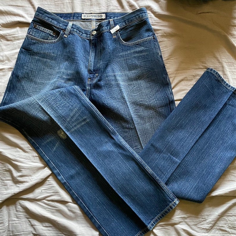 Express Vintage Precision Fit Jeans Straight Leg Faded Heavy Starch ...