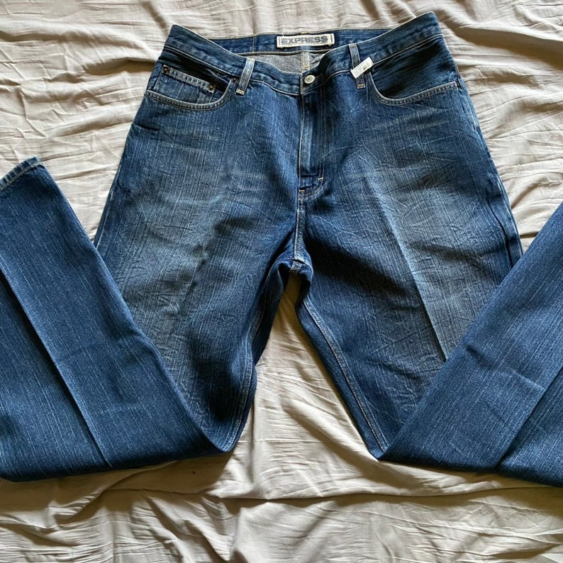 Express Vintage Precision Fit Jeans Straight Leg Faded Heavy Starch ...