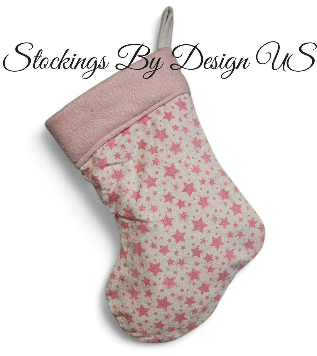 Pink Stars Novelty Christmas Stocking Fully Fleece Lined and Heavy Duty ...