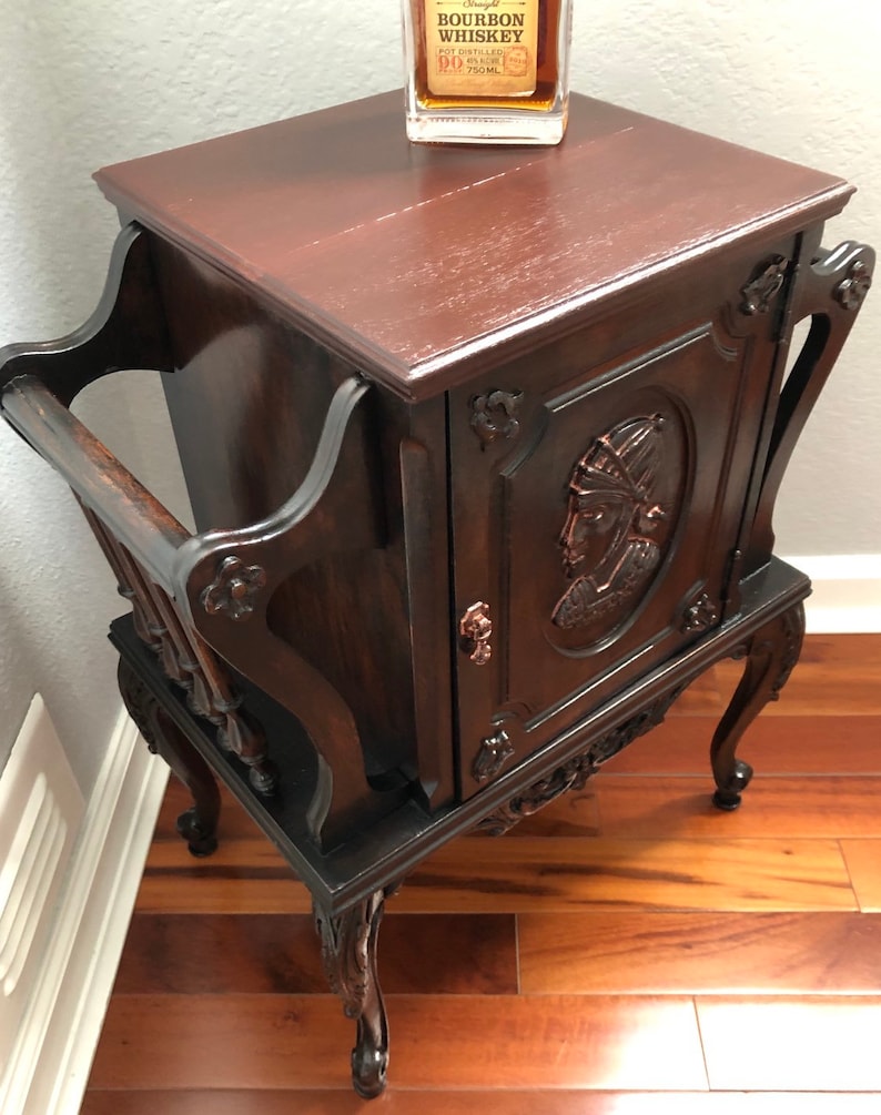 Antique Humidor Smoking Stand at Ada Tawney blog