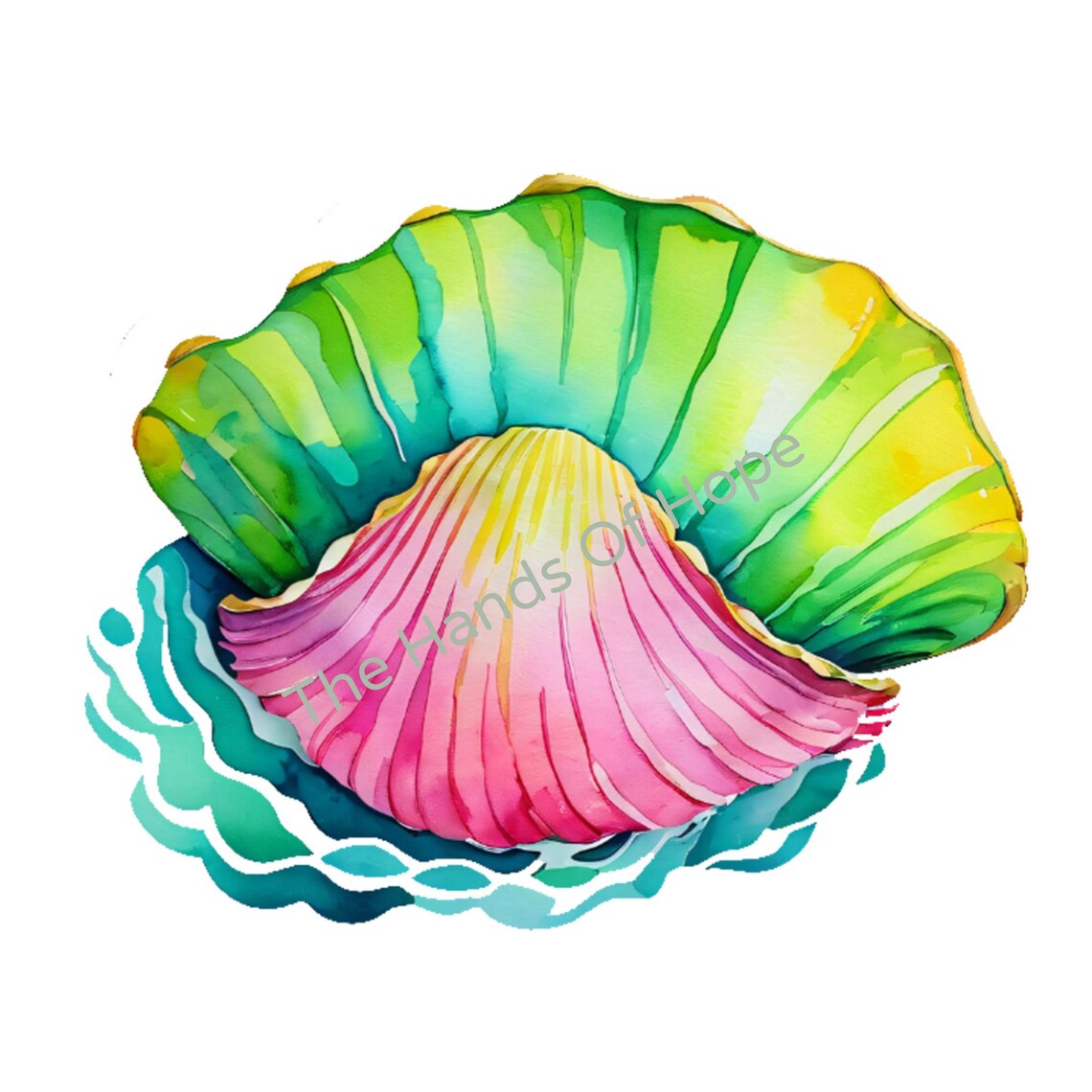 Watercolor Clam With Waves – Digital Download - Etsy