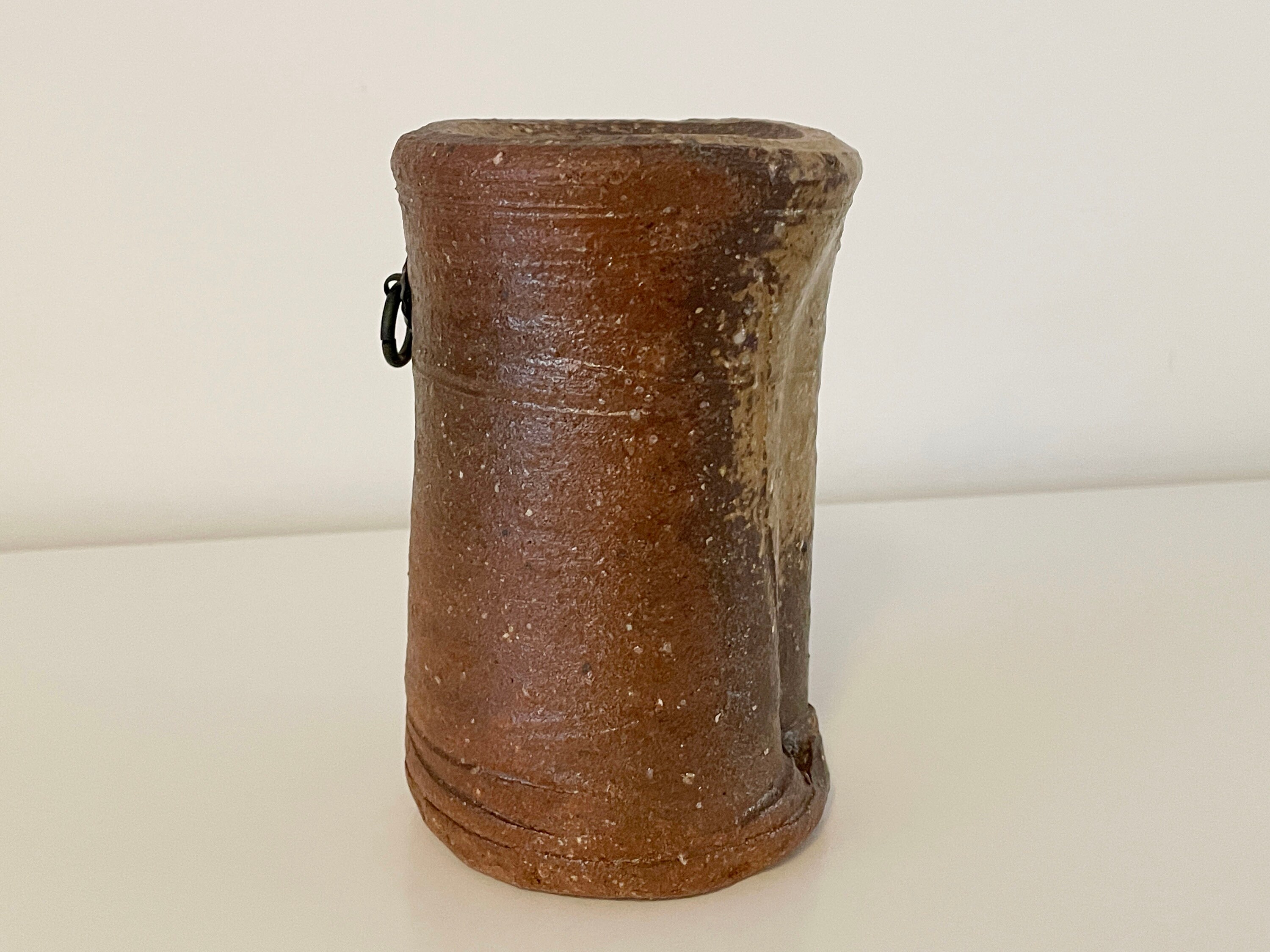 Japanese Tamba Ware / Bizen Ware Hanging Wall Vase / Modernist Ikebana ...