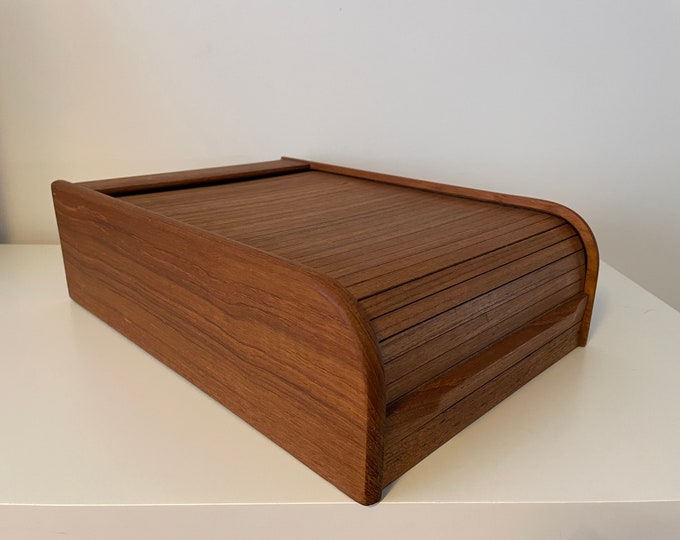 Vintage Teak Tambour / Sliding Lid Box by Kalmar / 1970s - Etsy