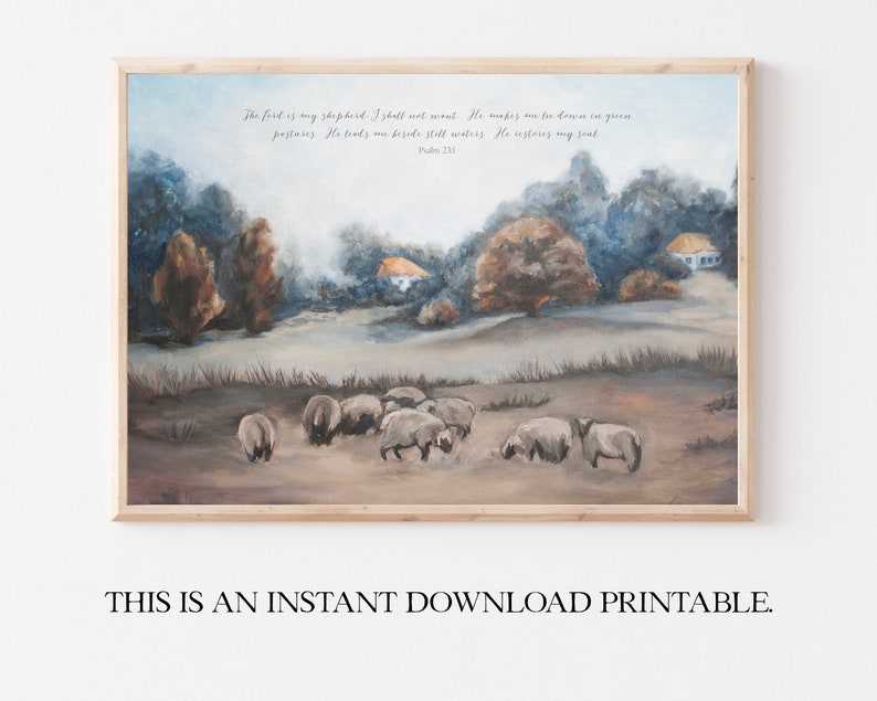 The Lord is My Shepherd Scripture Wall Art Printable, Landscape ...