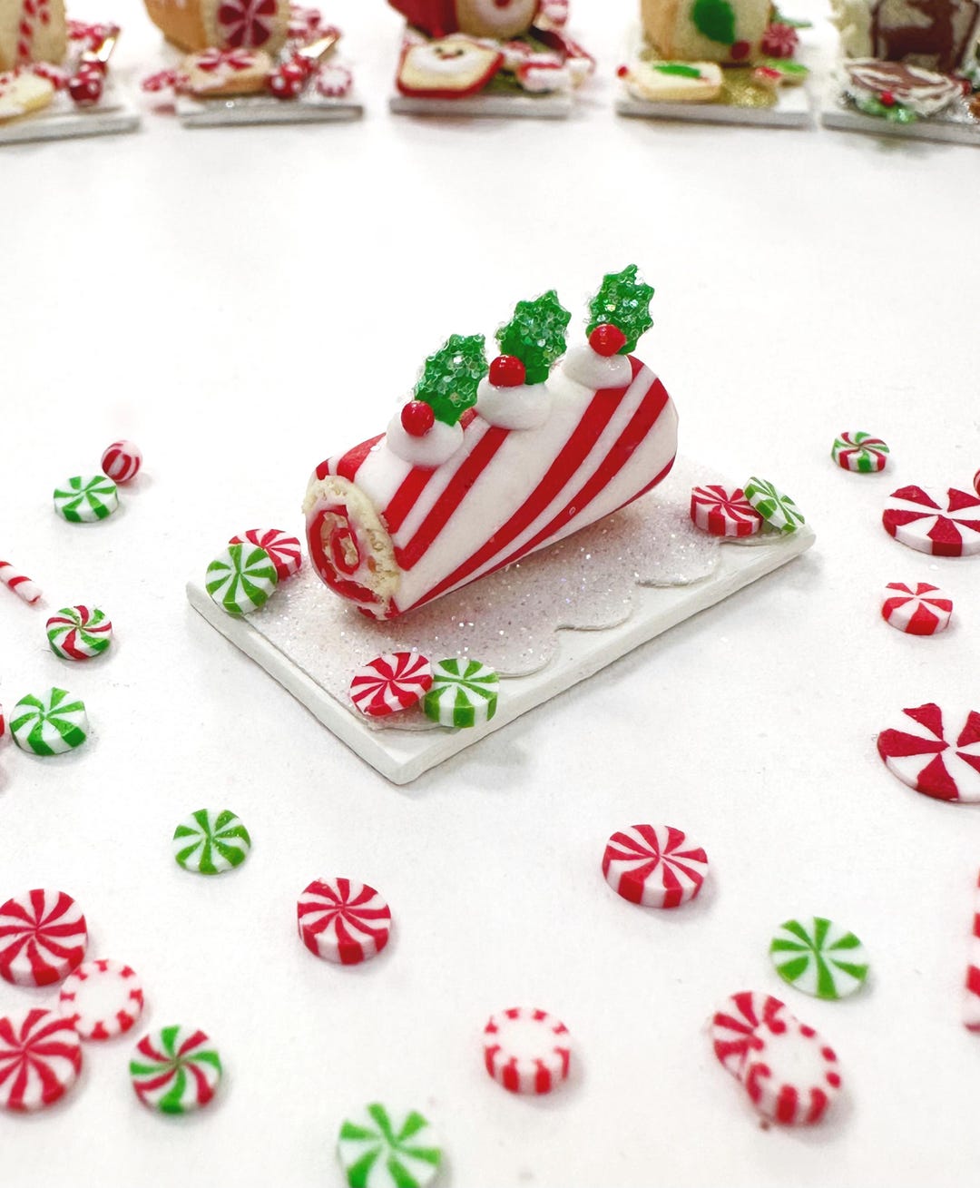 Christmas ~ Festive Candy Cane and Holly Swiss Roll ~jelly Roll ~ Yule ...
