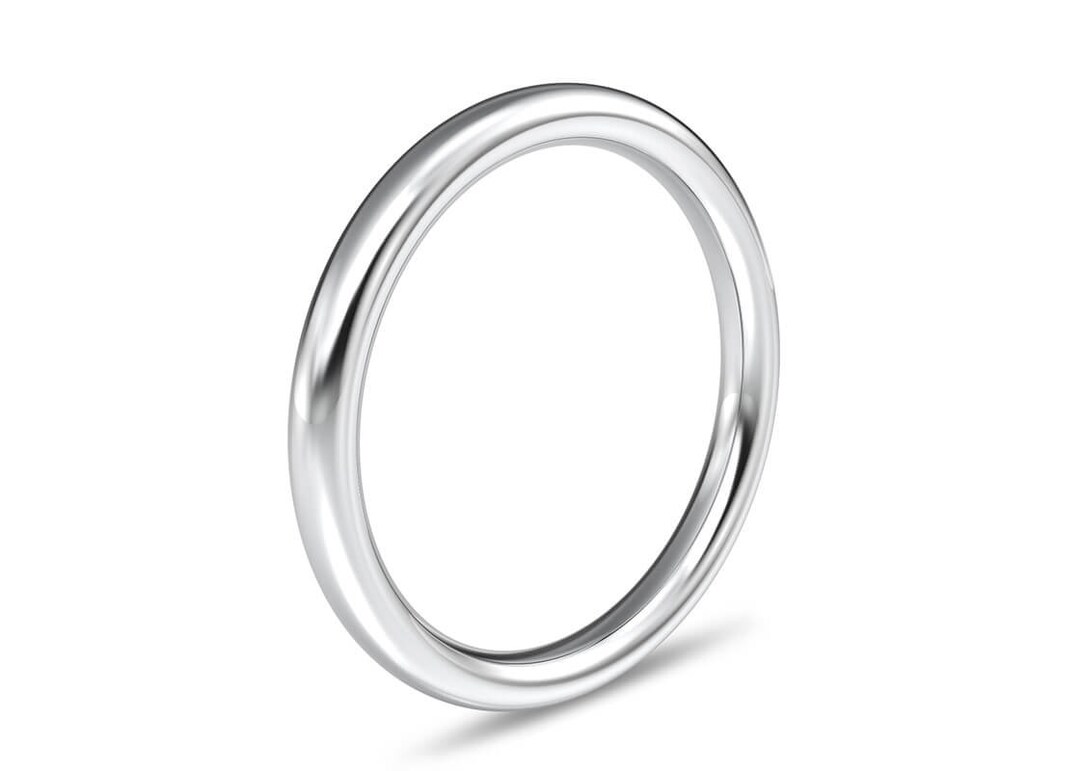 PLATINUM 2mm Heavy Weight 2mm Deep Court Wedding Ring Band, 2mm ...