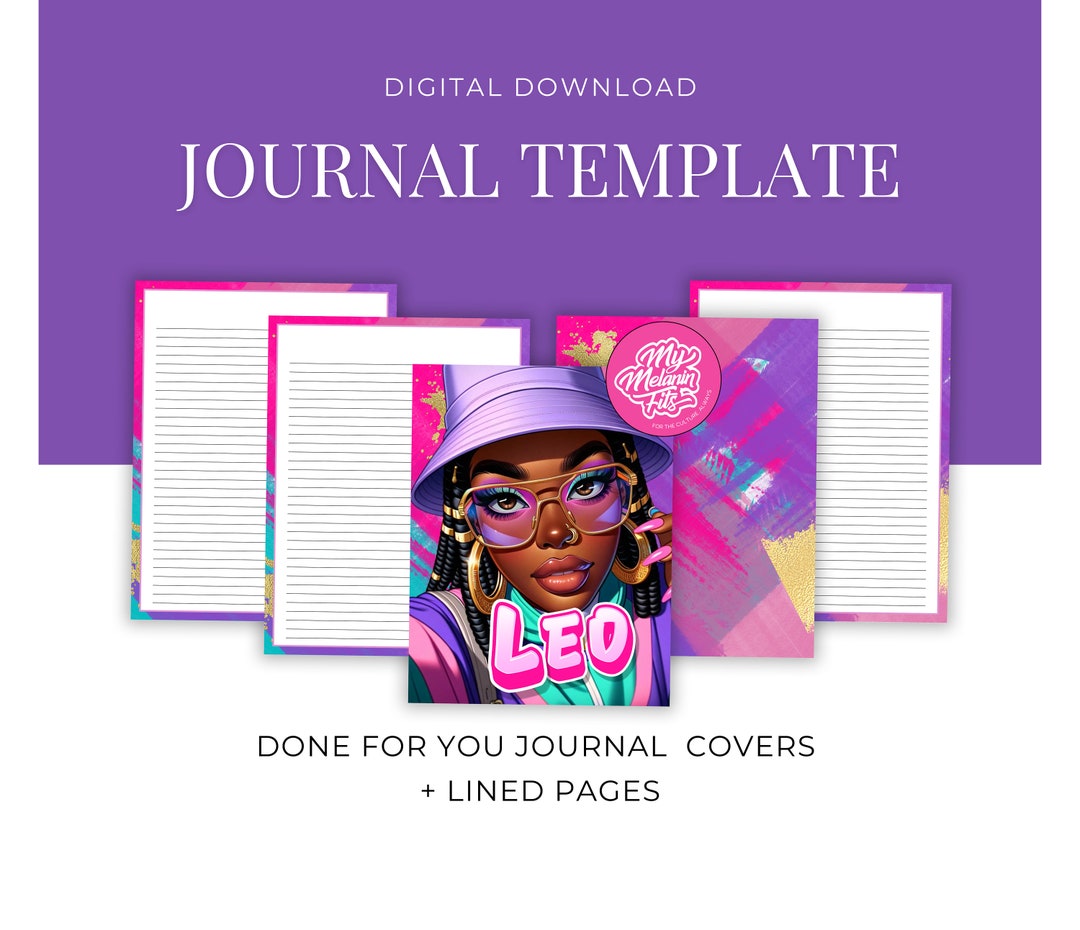 Leo Journal Cover Bundle | Melanin Art Journal Template | Black Women ...
