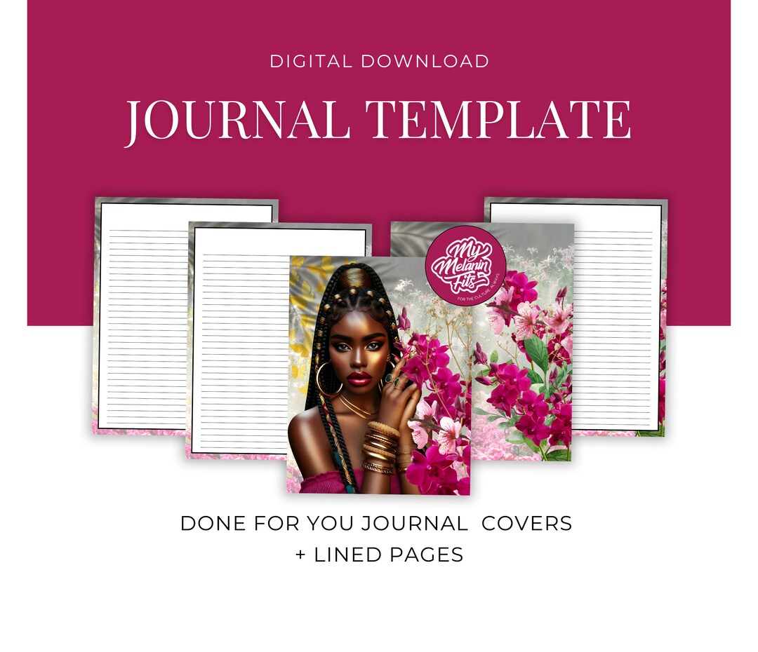 Mindfulness Journal Cover Bundle | Melanin Art Journal Template | Black ...