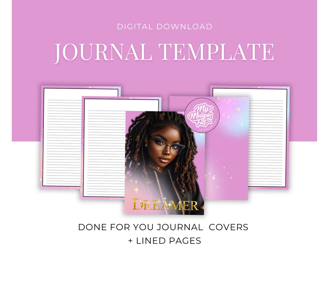 Dreamer Journal Cover Bundle | Melanin Art Journal Template | Black ...