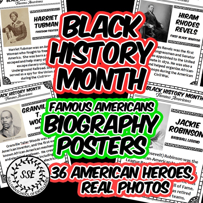 Black History Month Bulletin Board: 36 African-american Biographies ...