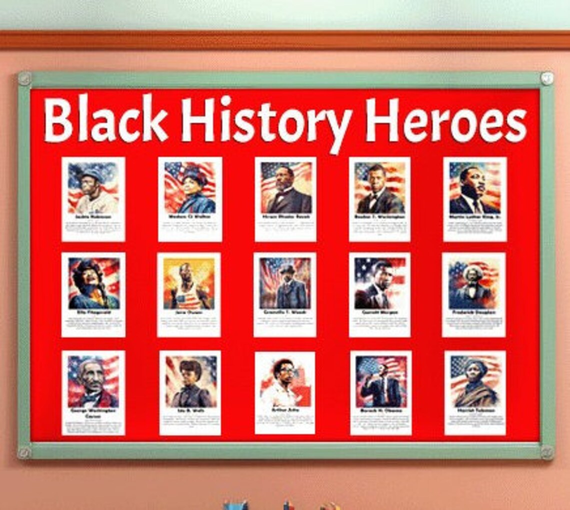 Black History Month Hero Bulletin Board Poster Biographies: 15 African ...