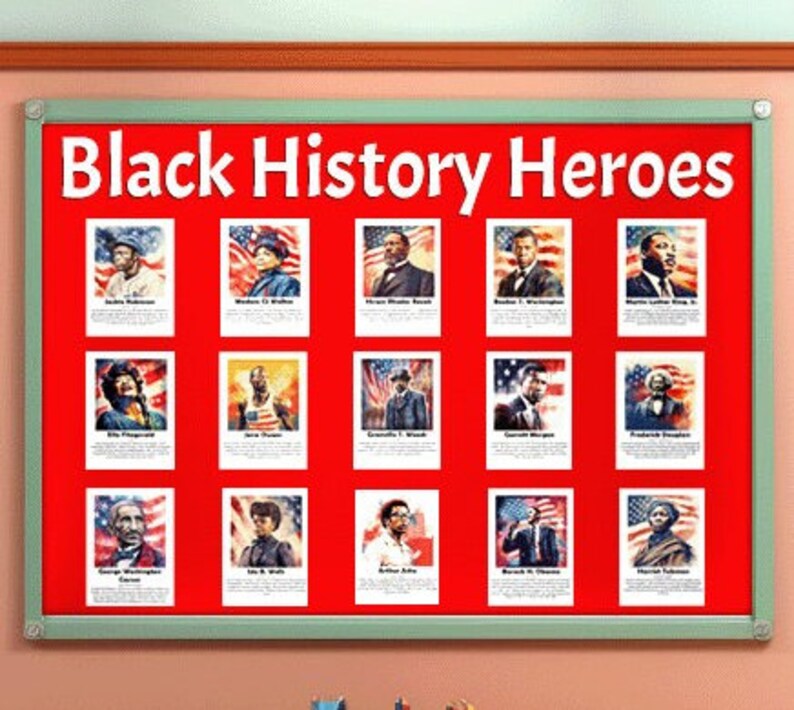 Black History Month Hero Bulletin Board Poster Biographies: 15 African ...