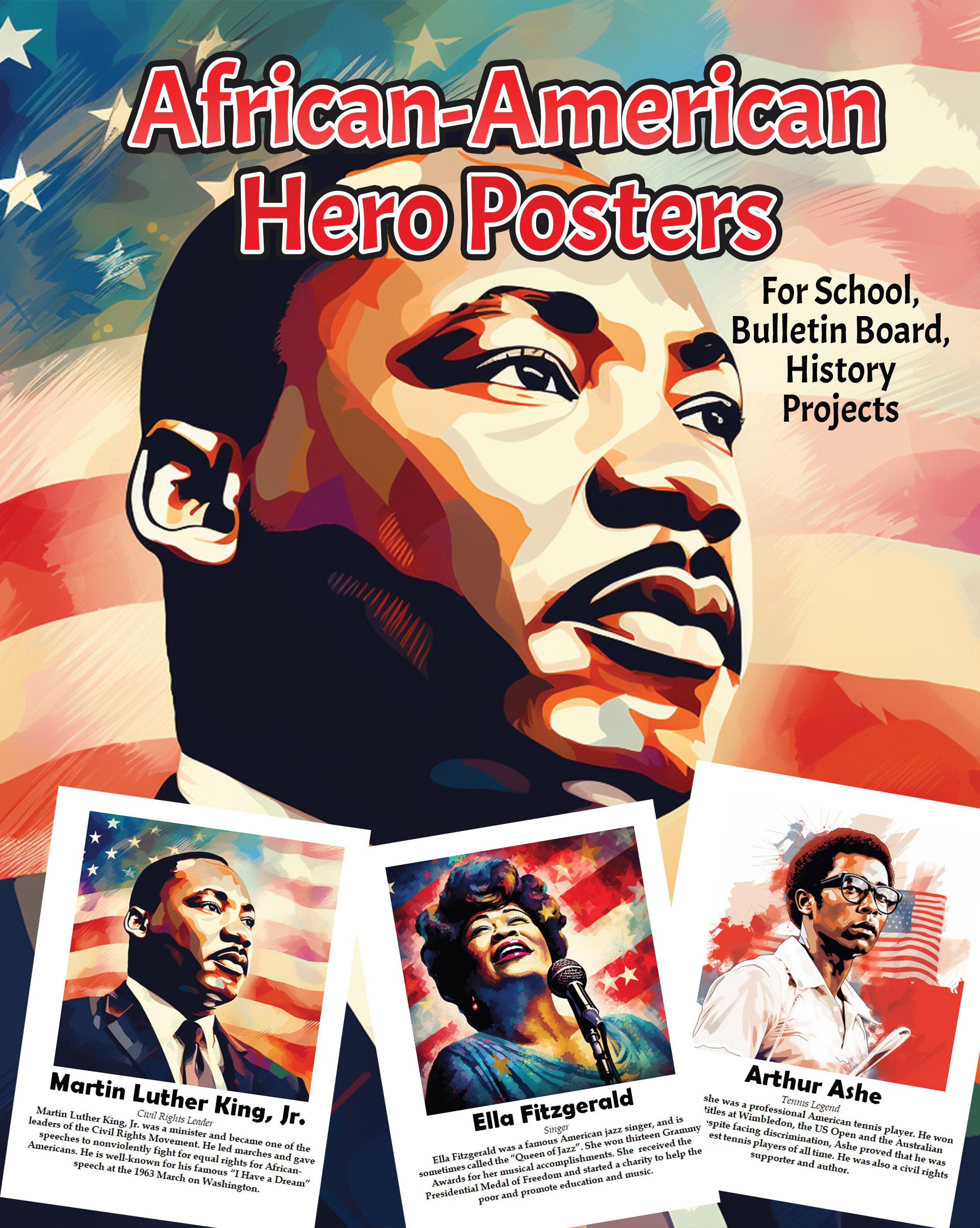 Black History Month Hero Bulletin Board Poster Biographies: 15 African ...