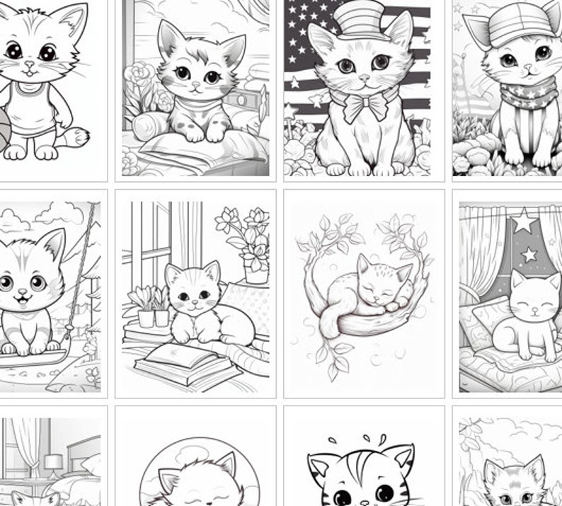 40 Cute Cats Printable Coloring Pages for Kids Girls Coloring Book ...