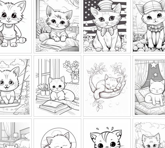 40 Cute Cats Printable Coloring Pages for Kids Girls Coloring Book ...