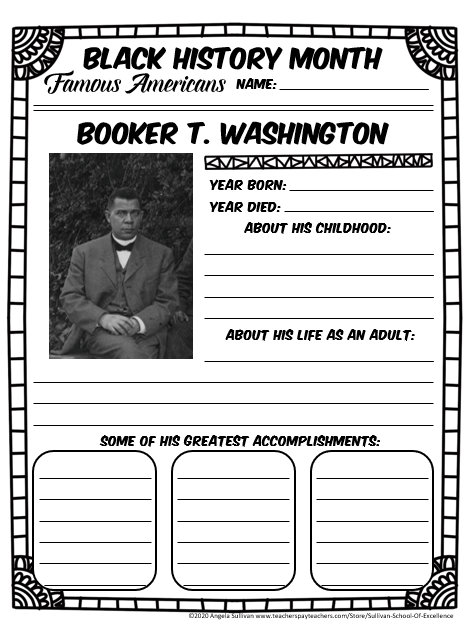 Printable Black History Month Research Project: 40 African-americans ...