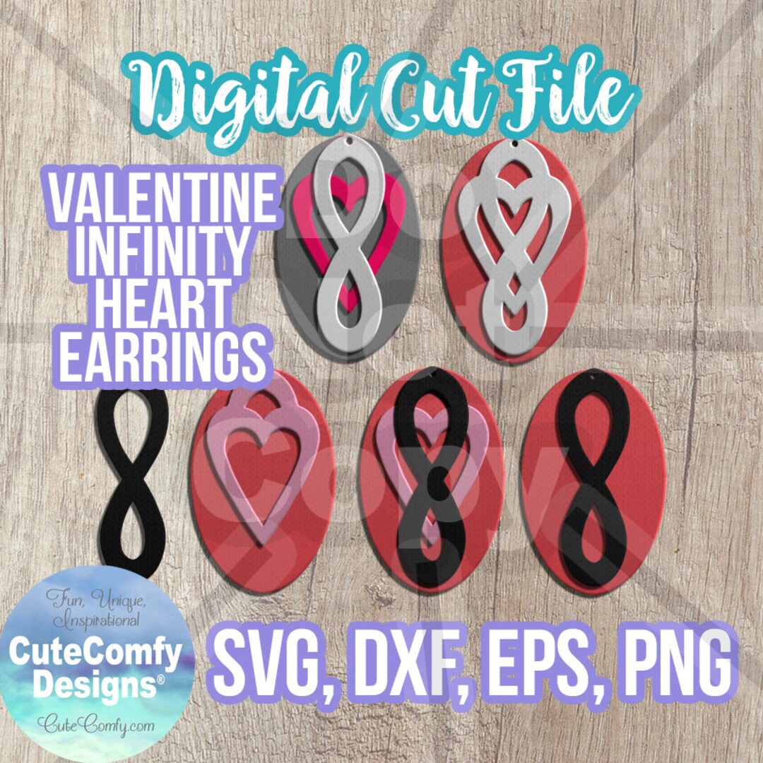 Valentine Earrings SVG Layered Infinity Heart Love Pendant for Leather ...