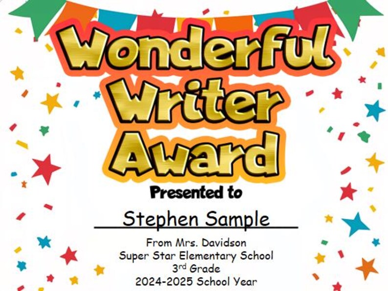 Editable Class Awards: 25 End-of-year Certificates (PDF Download ...