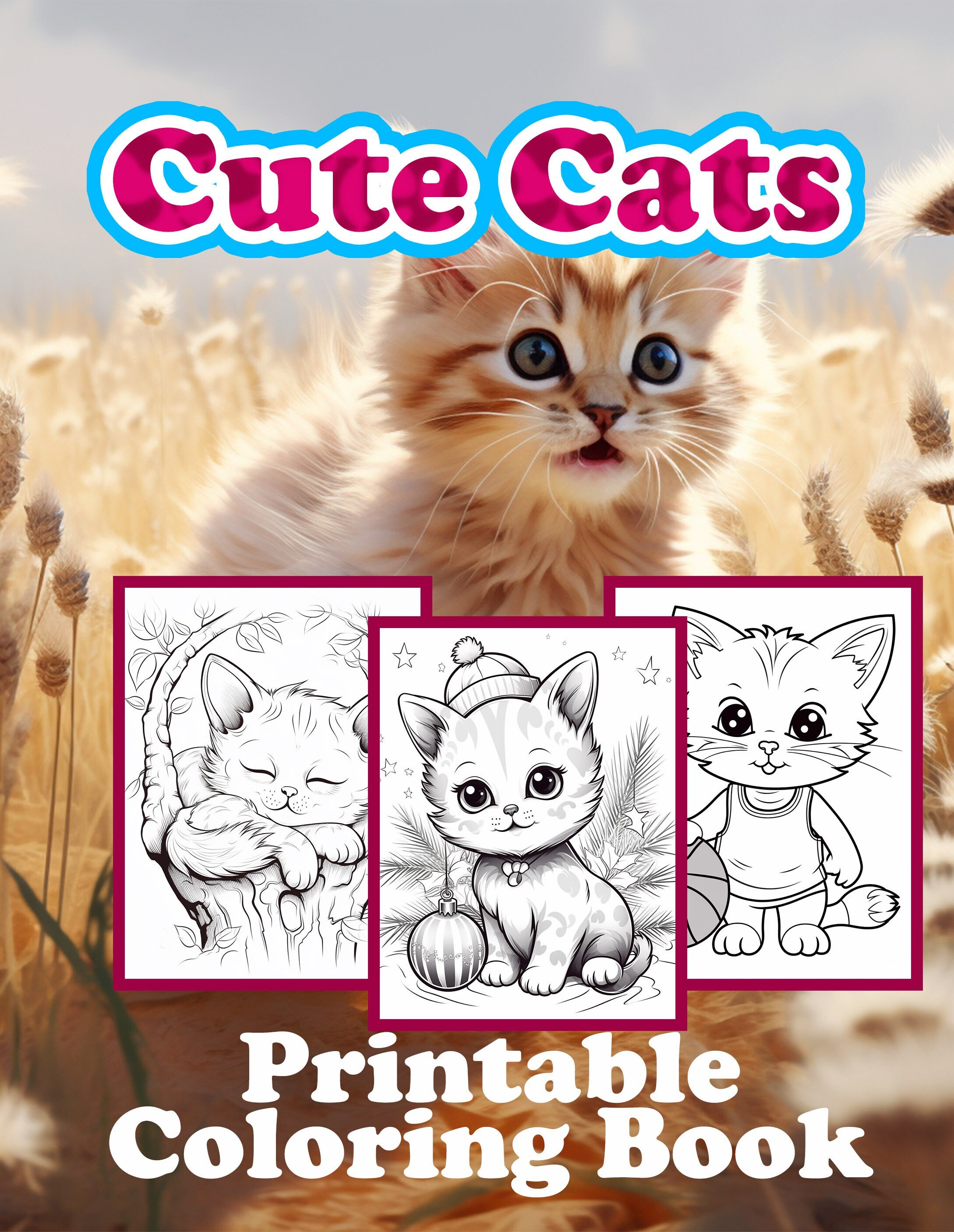 40 Cute Cats Printable Coloring Pages for Kids Girls Coloring Book ...