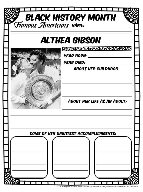 Printable Black History Month Research Project: 40 African-americans ...