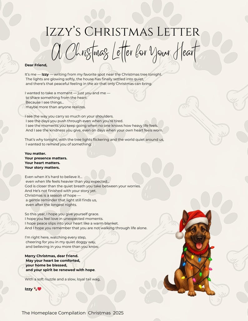 Izzy’s Christmas Letter for Adults • Farmhouse Printable • Paw ...