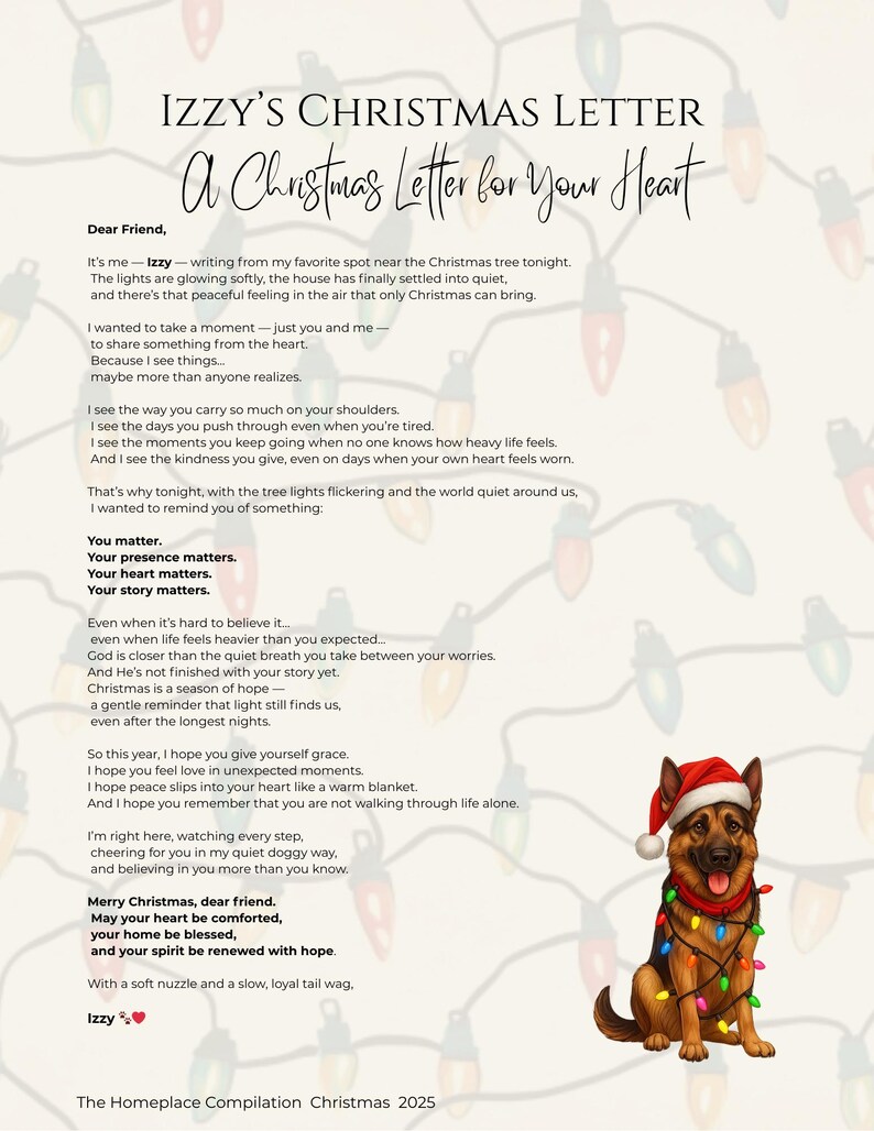 Izzy’s Christmas Letter for Adults • Farmhouse Printable • Paw ...