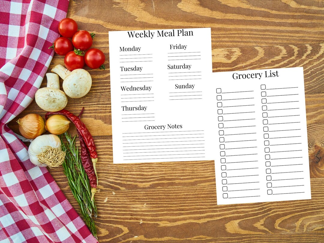 Menu Planner Printable | Weekly Meal Plan & Grocery List - Etsy