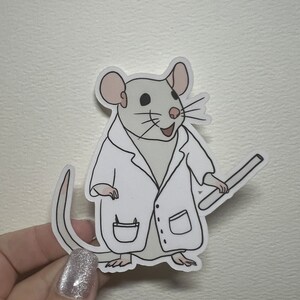 Lab Rat in A White Lab Coat Sticker, Sticker for Water Bottles, Laptop ...