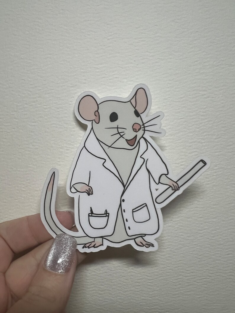 Lab Rat in A White Lab Coat Sticker, Sticker for Water Bottles, Laptop ...