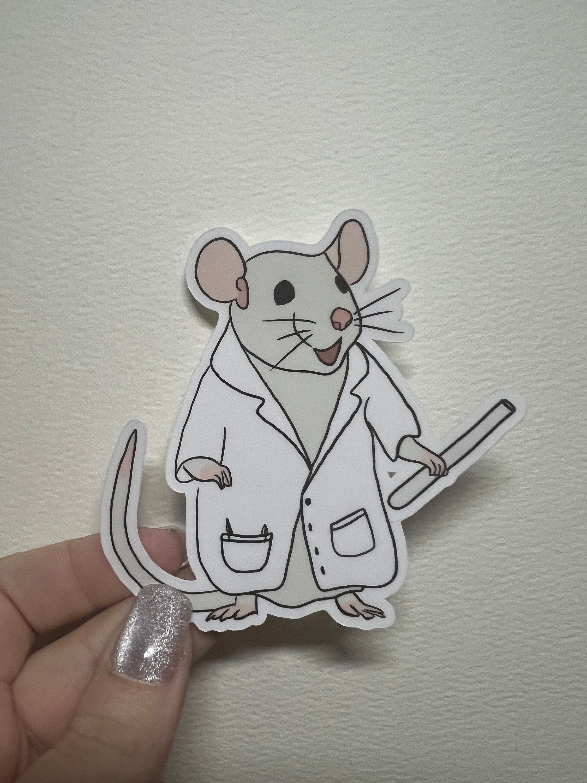 Lab Rat in A White Lab Coat Sticker, Sticker for Water Bottles, Laptop ...