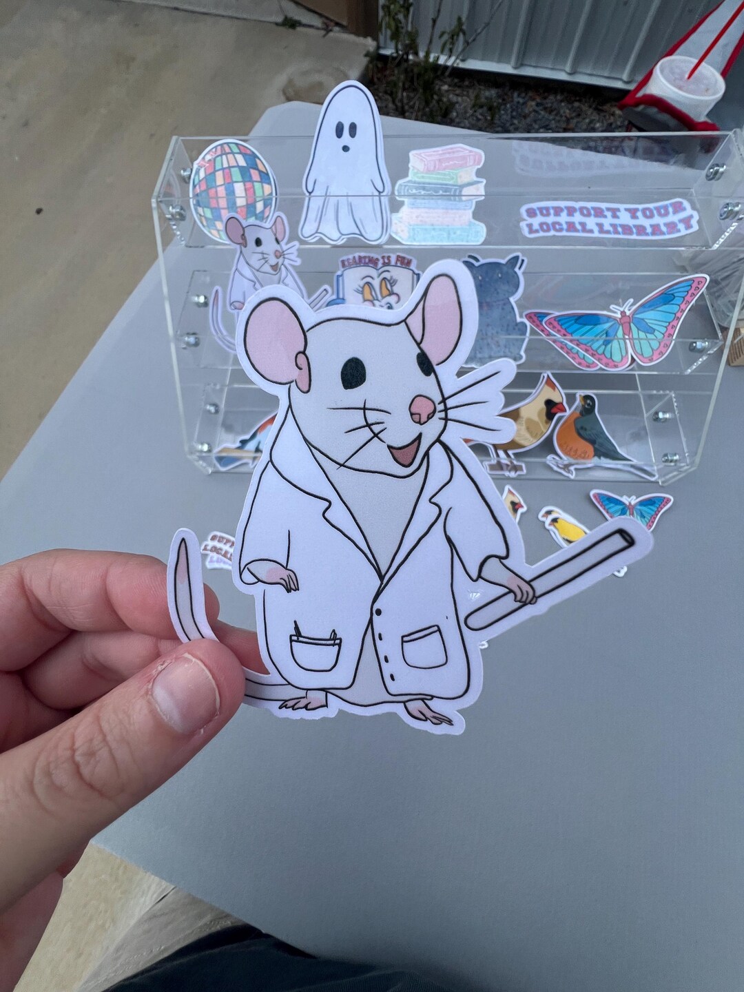 Lab Rat in A White Lab Coat Sticker, Sticker for Water Bottles, Laptop ...