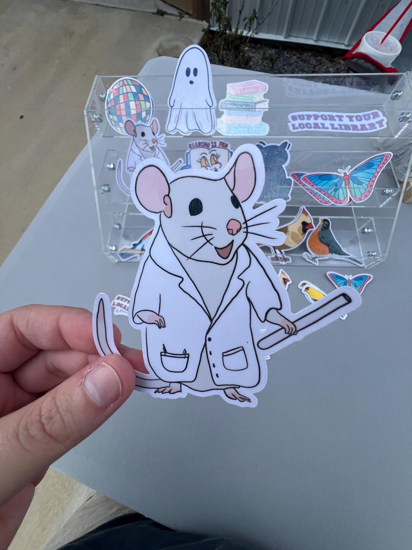 Lab Rat in A White Lab Coat Sticker, Sticker for Water Bottles, Laptop ...
