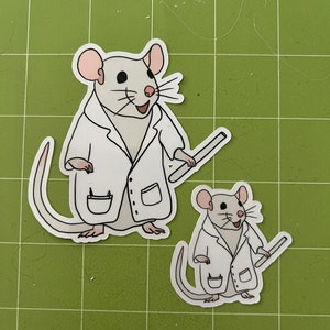 Lab Rat in A White Lab Coat Sticker, Sticker for Water Bottles, Laptop ...