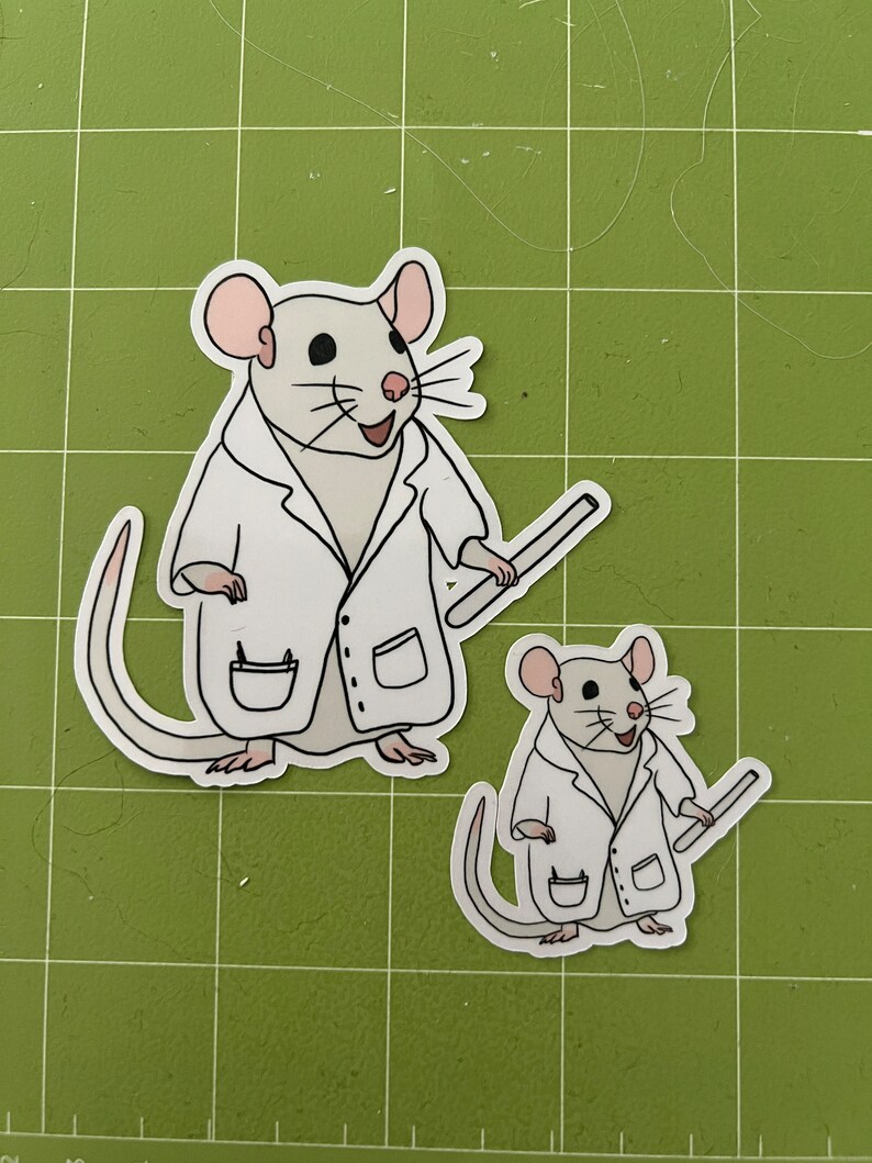 Lab Rat in A White Lab Coat Sticker, Sticker for Water Bottles, Laptop ...