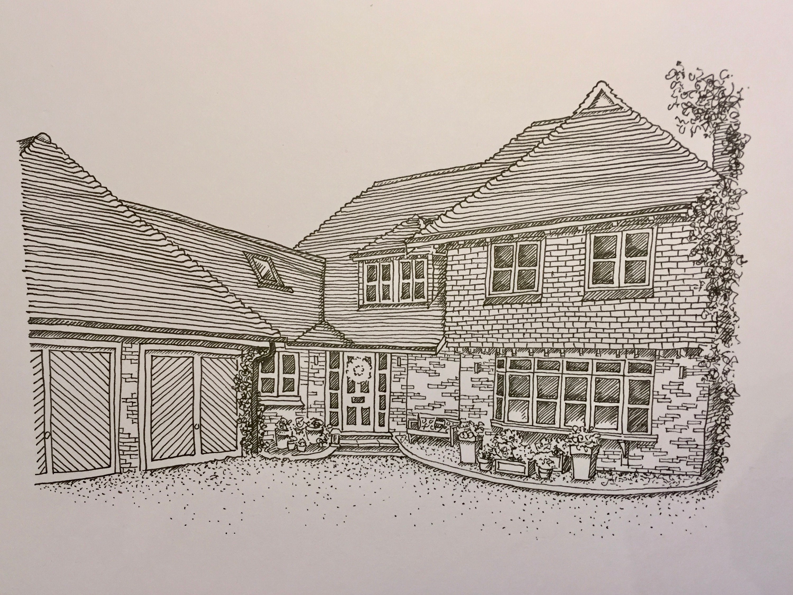 Hand Drawn House Drawing, Bespoke Picture of Your Home, Housewarming ...