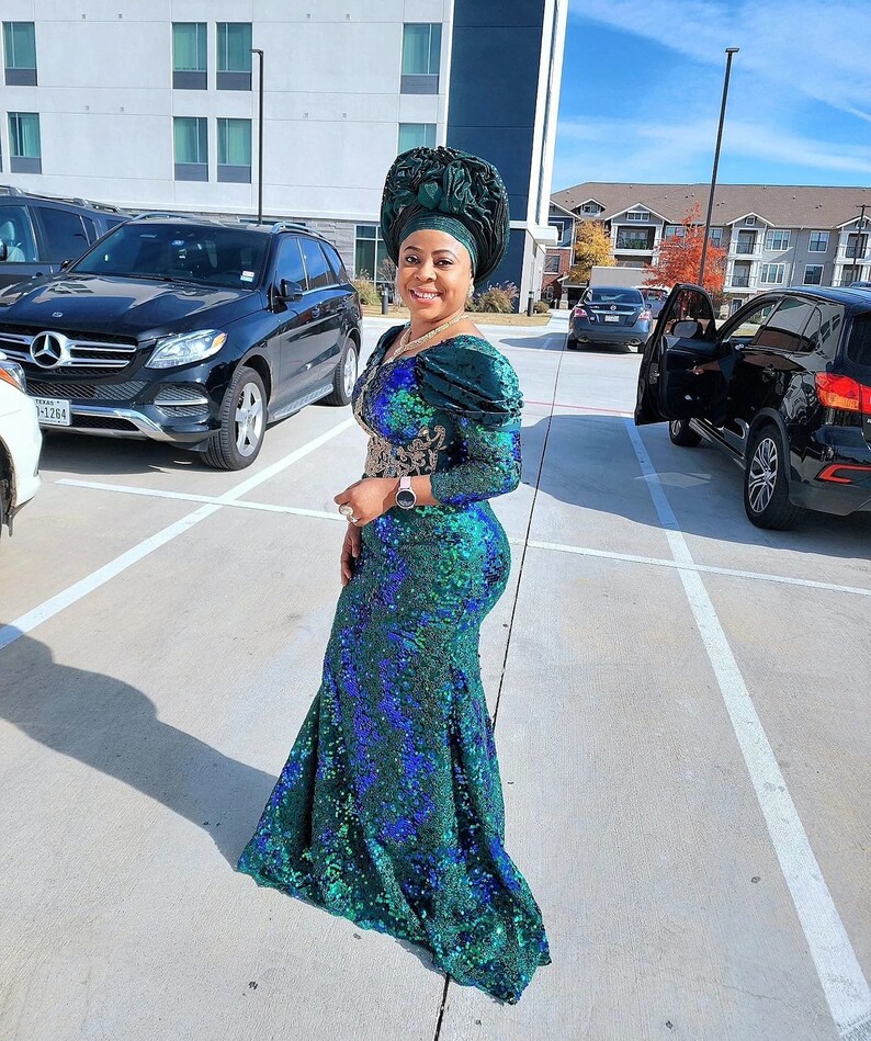 Custom Made Green Asoebi Dress. Wedding Guest Owanbe Party - Etsy