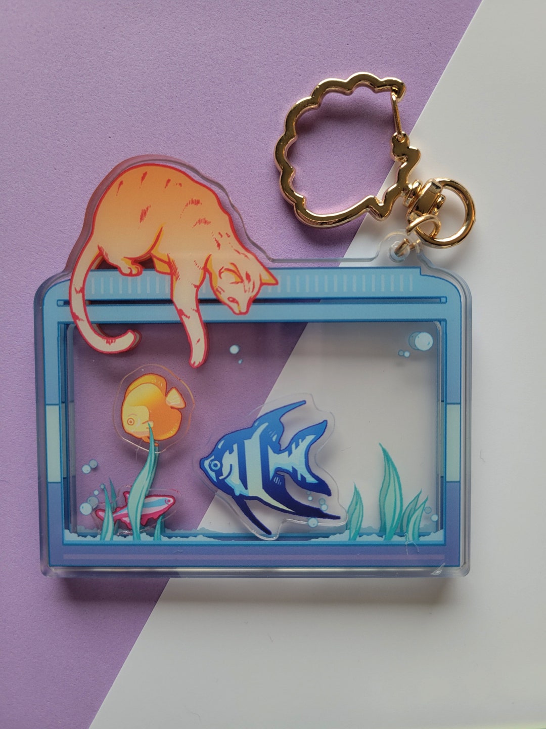 Fishy Kitty Shaker Keychain - Etsy