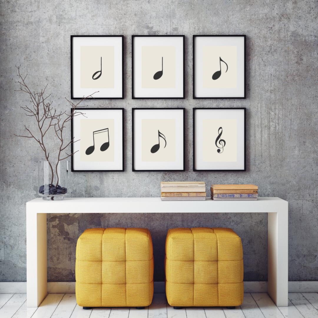 Music Note Prints Set: Minimalist Wall Art (digital Download) - Etsy