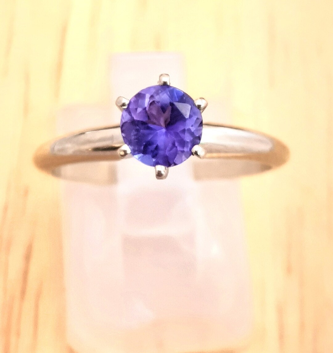 0.88ct Natural SI2 Purple Tanzanite Solid 14K White Gold Ring - Etsy
