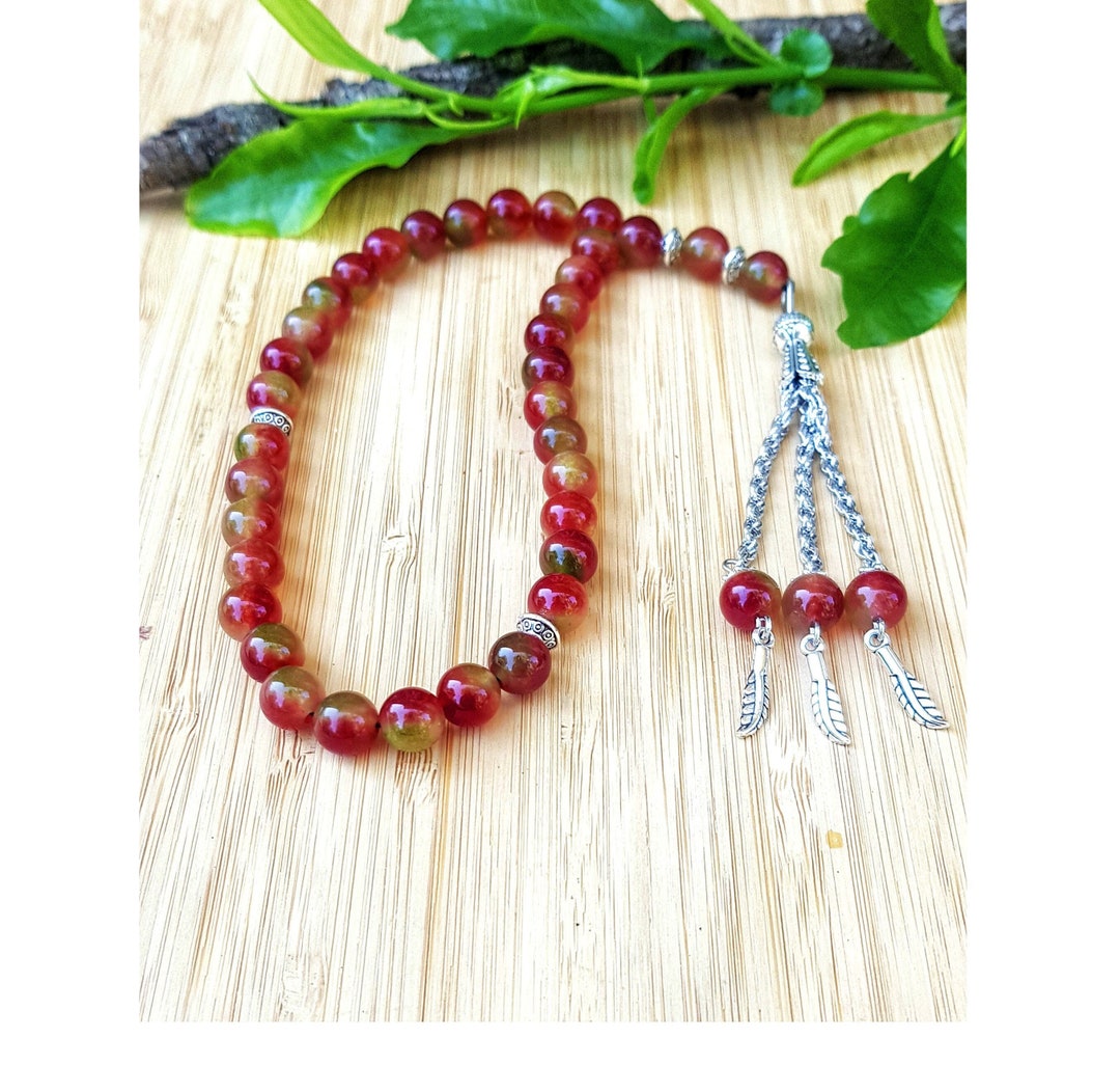 Natural Red Agate Tasbih Tesbih Misbaha Tasbeeh Sibha Aqeeq. Real Agate ...