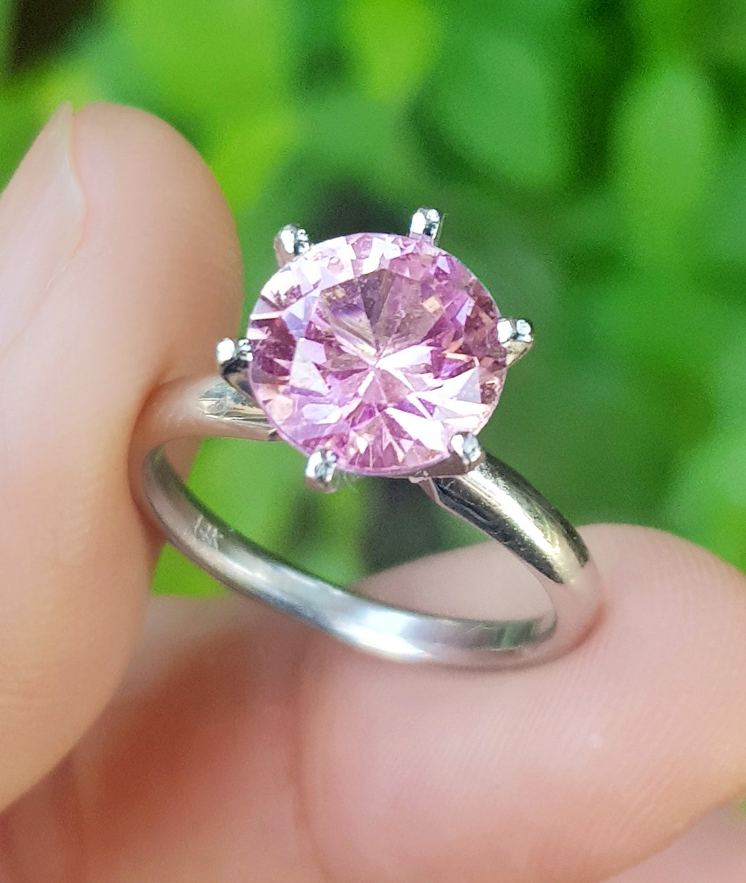 3.30CT VS Baby Pink Sapphire Solitaire Ring Solid 14K White Gold ...