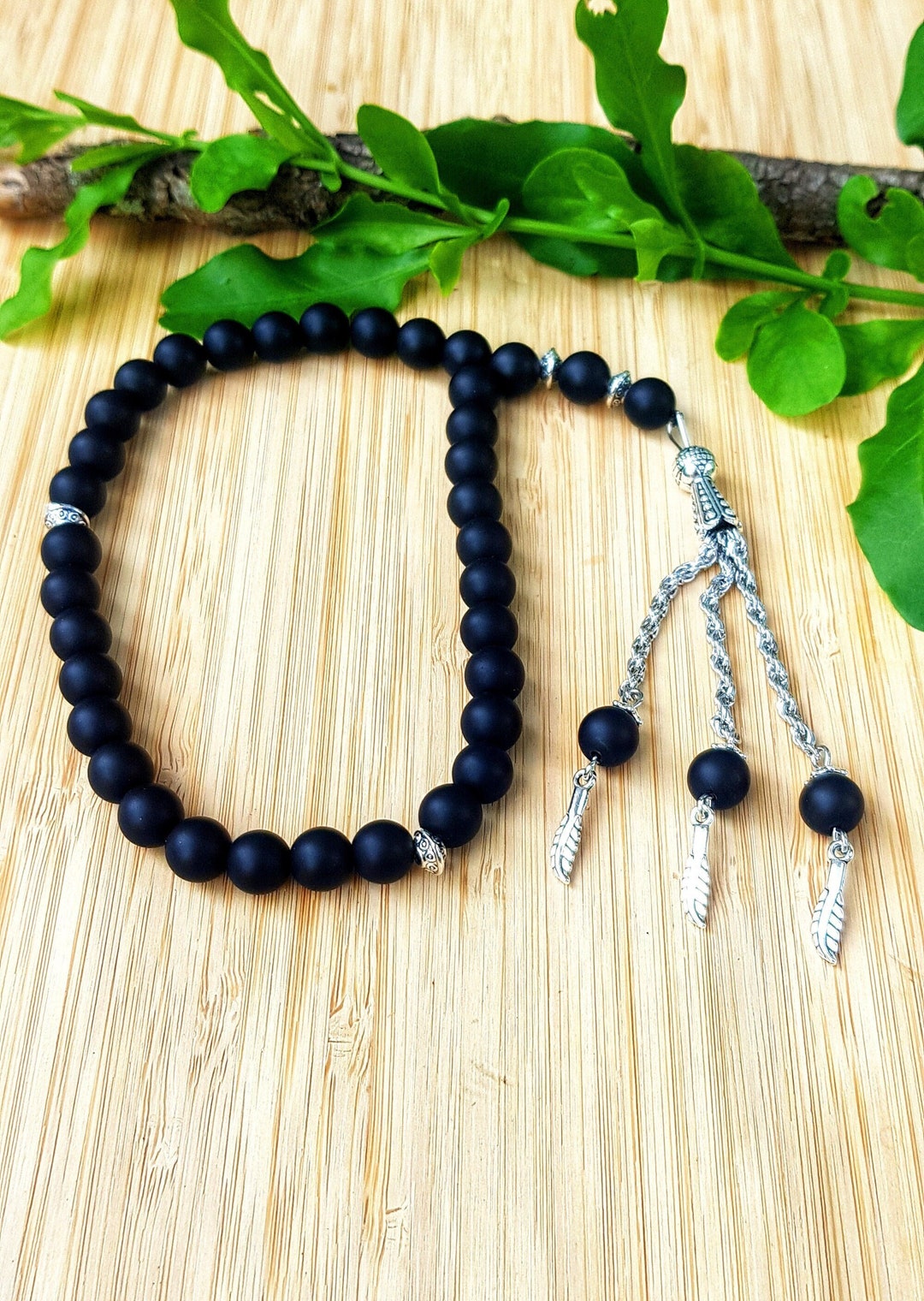 Natural Matte Black Onyx Tasbih Tesbih Misbaha Tasbeeh Sibha. Real Onyx ...