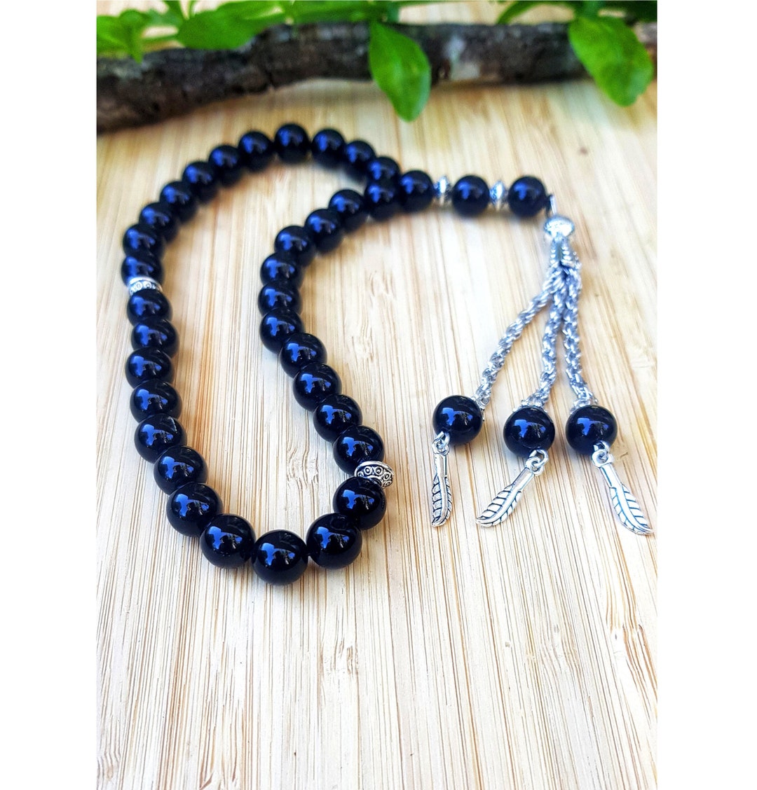 Natural Black Onyx Tasbih Tesbih Misbaha Tasbeeh Sibha. Real Onyx ...