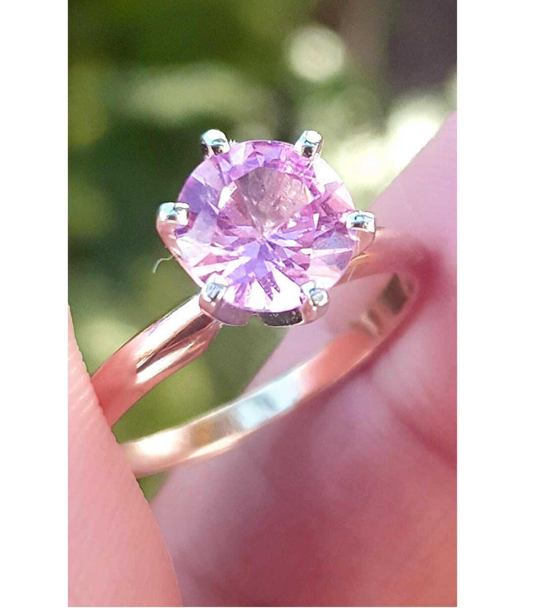 3.4CT VS Natural Baby Pink Sapphire Solitaire Ring Solid 14K Rose Gold ...