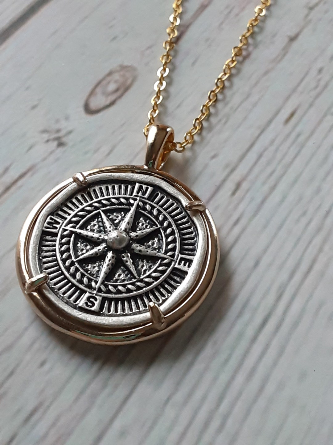 Salegold Bezel Compass Coin Necklace Greek Coin Necklace Ancient Greece ...