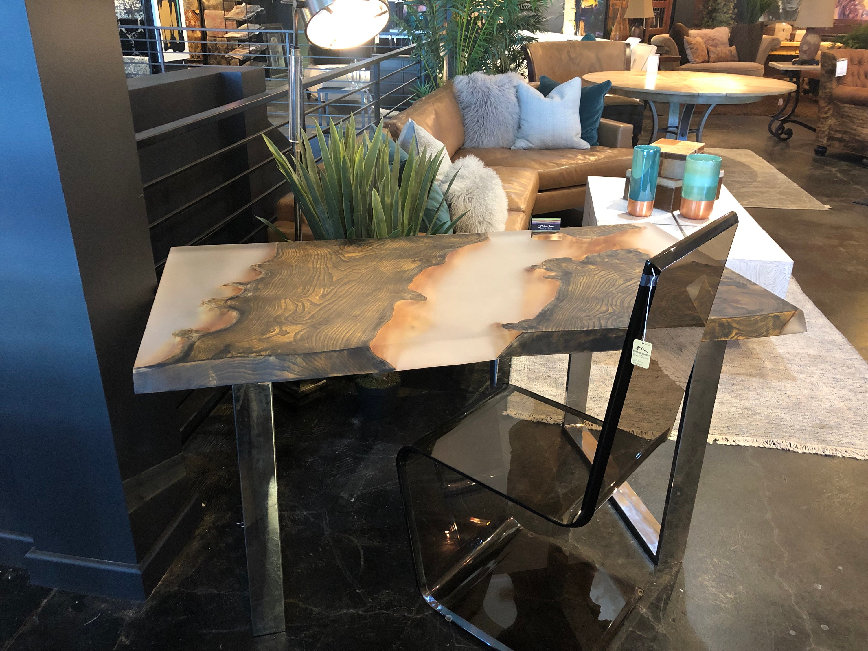 Black Ice Epoxy River Writing Desk - Etsy