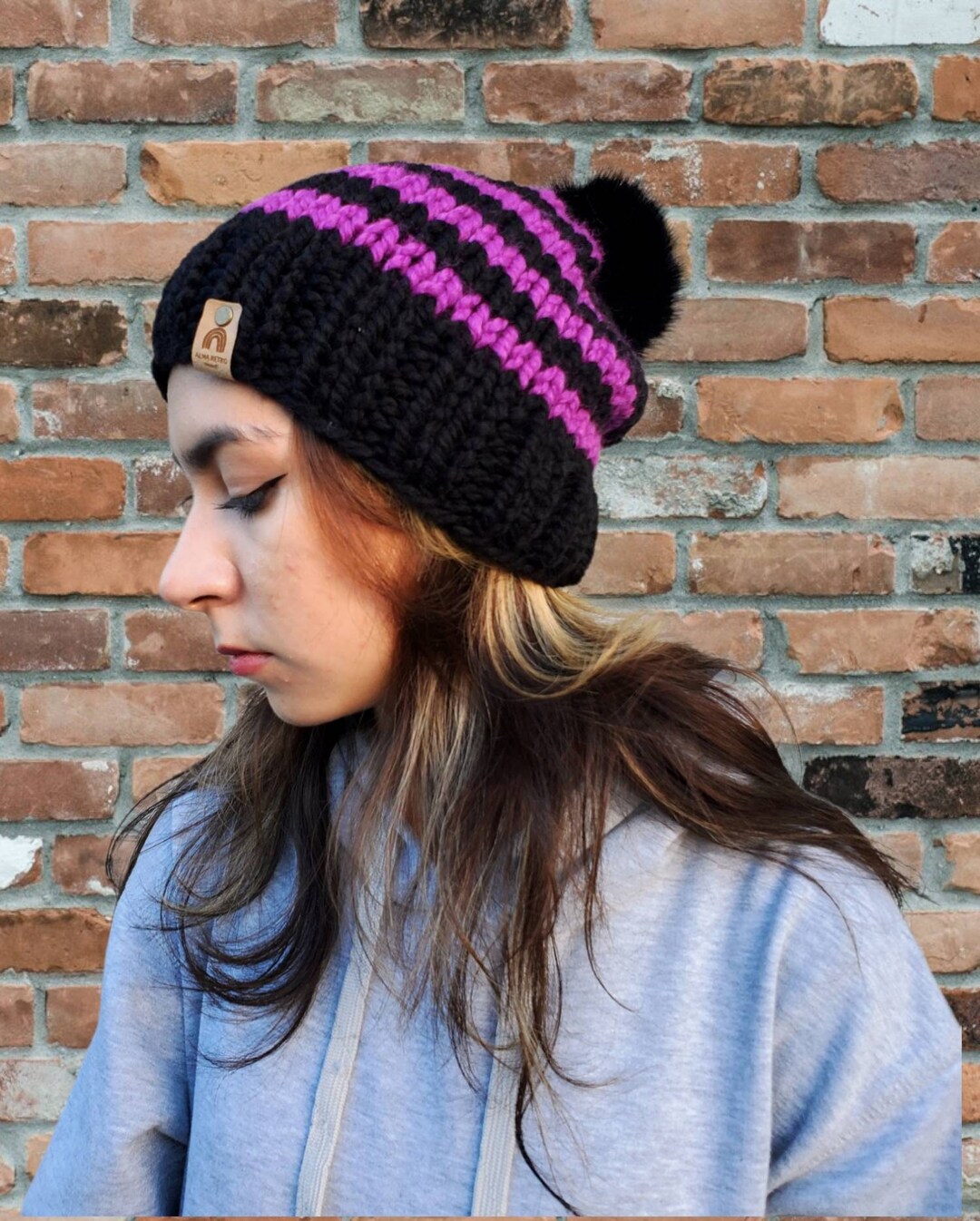 Halloween Beanie, Gothic Hat, Halloween Costume, Striped Beanie - Etsy