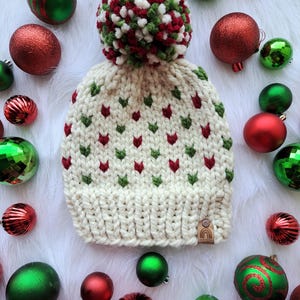 Christmas Knit Hat, Winter Tuque - Etsy