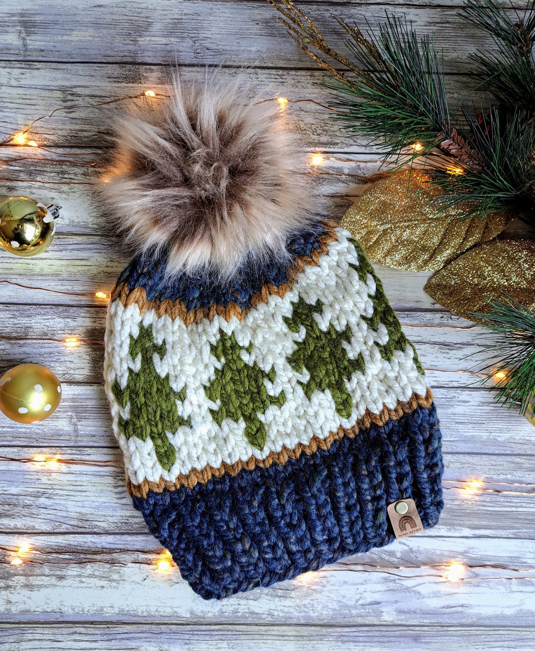 Pine Tree Hat, Ski Tuque, Knit Winter Beanie - Etsy